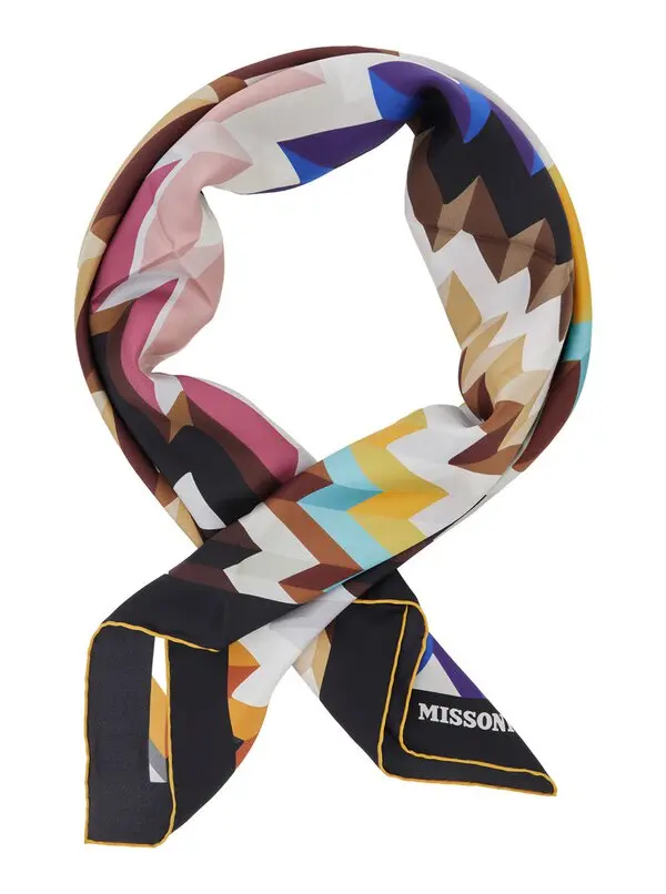 Missoni Scarf With Logo Lettering And Striped Motif In Silk For - Multicolor
