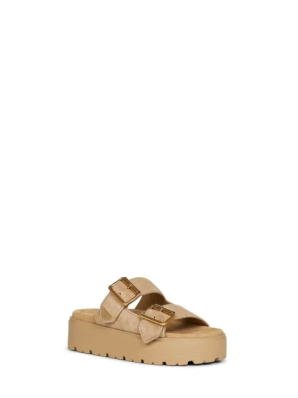 Prada Calzature Ecru Suede Leather Double-strap Sandals