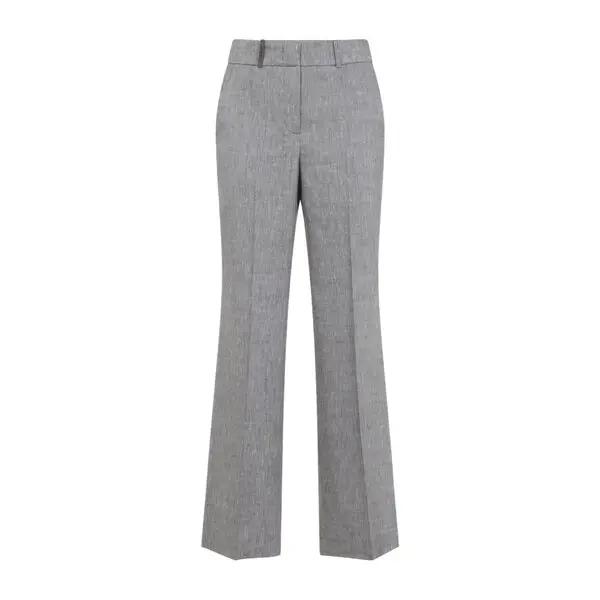 Peserico Linen And Wool Pants - Brown