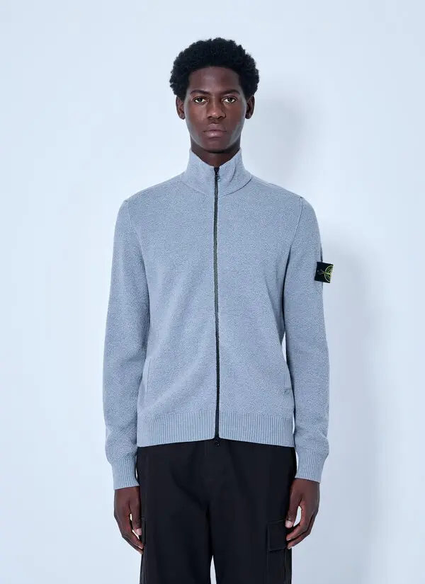 Stone Island Zip-up Knit Sweater - Gray