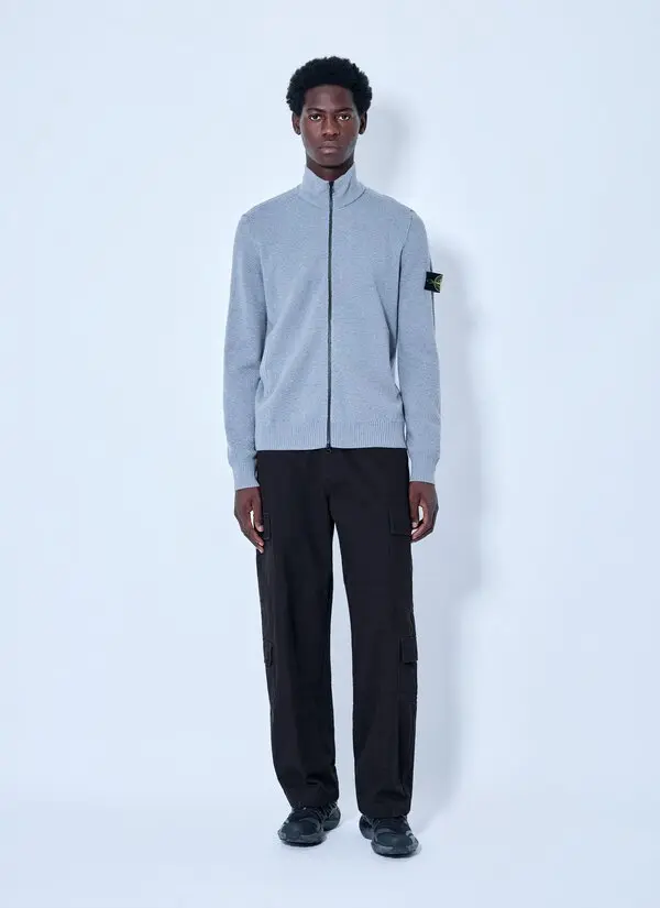 Stone Island Zip-up Knit Sweater - Gray