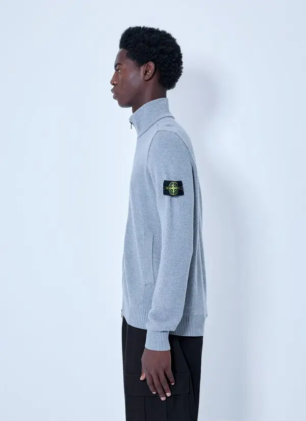 Stone Island Zip-up Knit Sweater - Gray