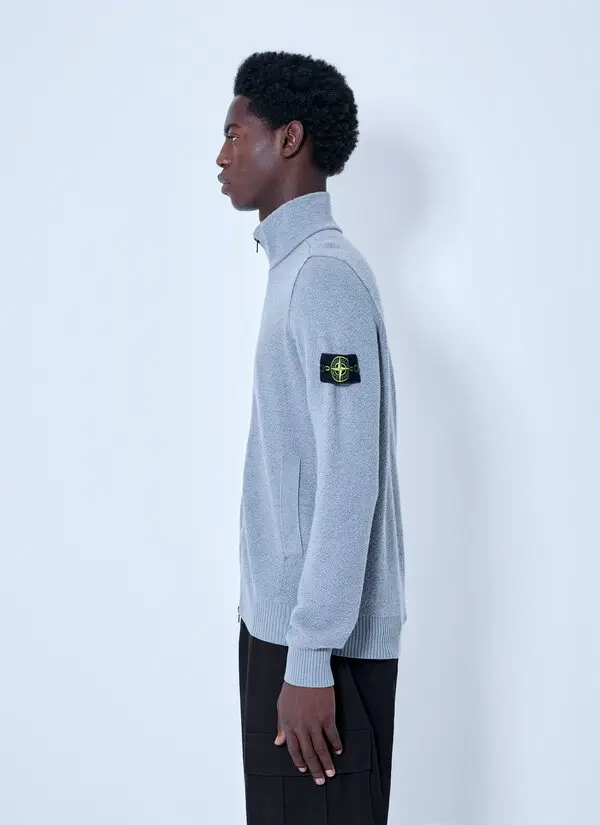 Stone Island Zip-up Knit Sweater - Gray