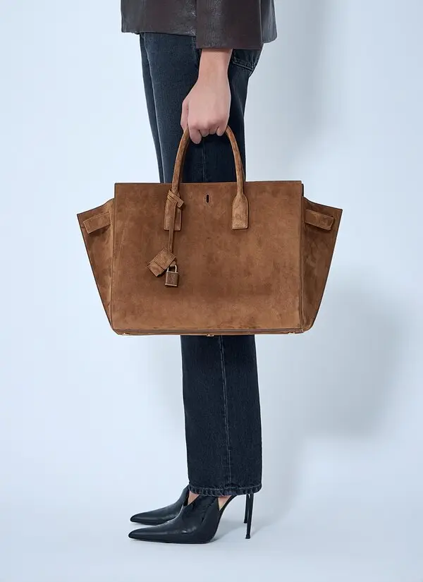 Saint Laurent Sac De Jour Suede Handbag - Brown
