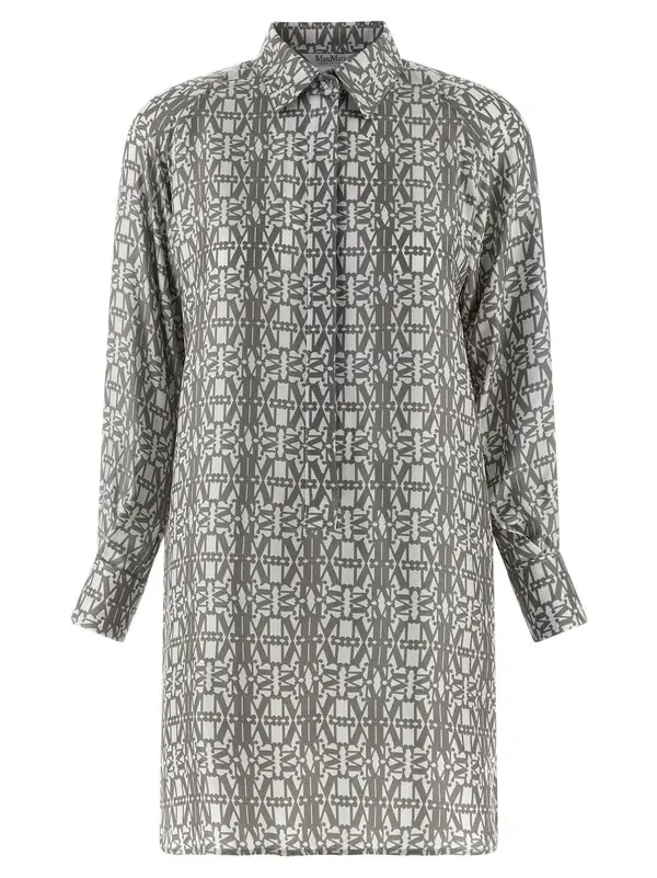 Max Mara Grembo Silk Twill Mini Dress - Gray