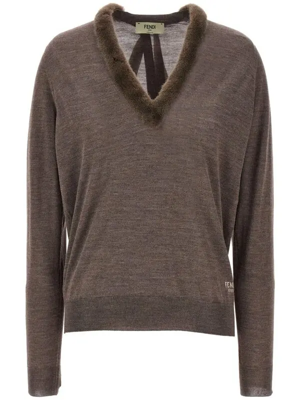 Fendi Wool And Silk V-neck Jumper