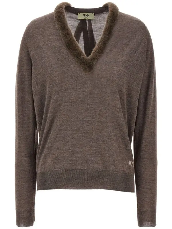 Fendi Wool And Silk V-neck Jumper