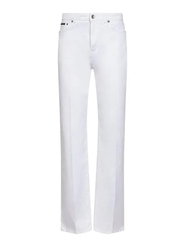 Dolce & Gabbana White Cotton Denim Flared Jeans