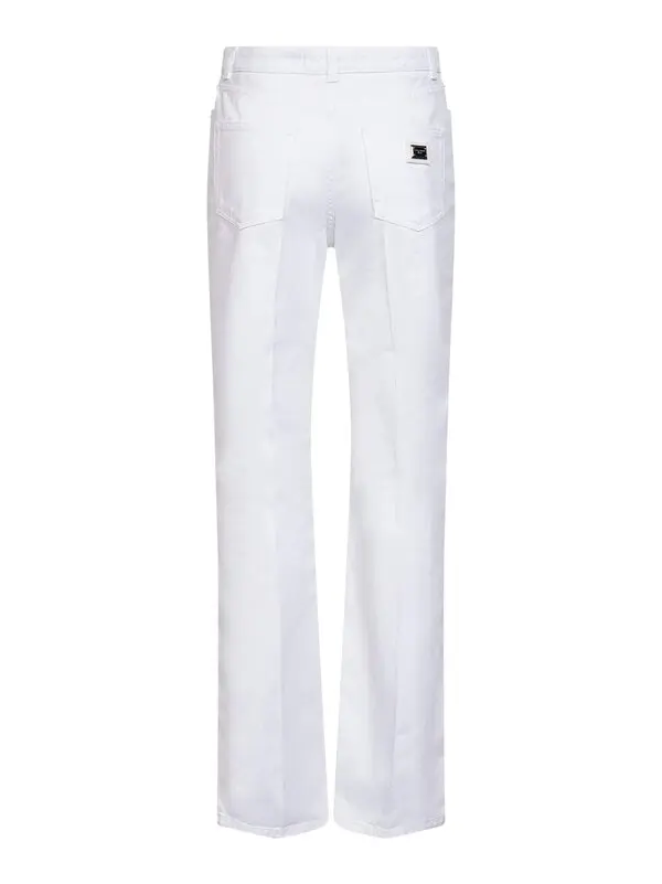 Dolce & Gabbana White Cotton Denim Flared Jeans