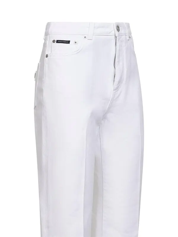 Dolce & Gabbana White Cotton Denim Flared Jeans