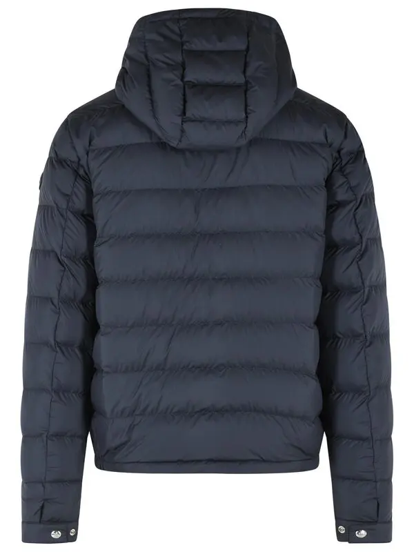 Moncler Navy Polyester Short 'sestriere' Hooded Down Jacket