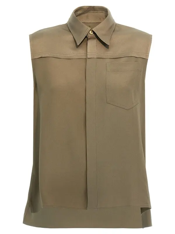 AMI Paris Viscose Blend Sleeveless Shirt - Gray