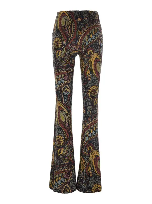 Etro Flared Leg Tech Fabric Pants