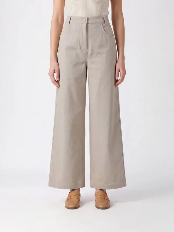 Max Mara High-waisted Wide Leg Jeans In Cotton Denim - Cream