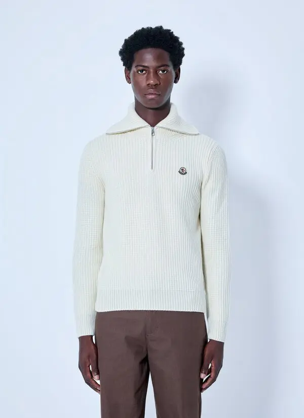 Moncler Ribbed Cotton Sweater - White