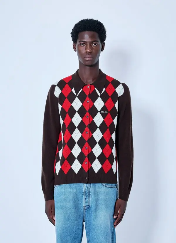 Miu Miu Cashmere Argyle Cardigan