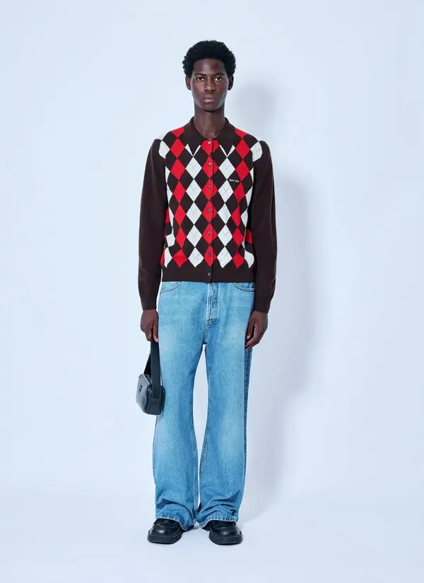 Miu Miu Cashmere Argyle Cardigan