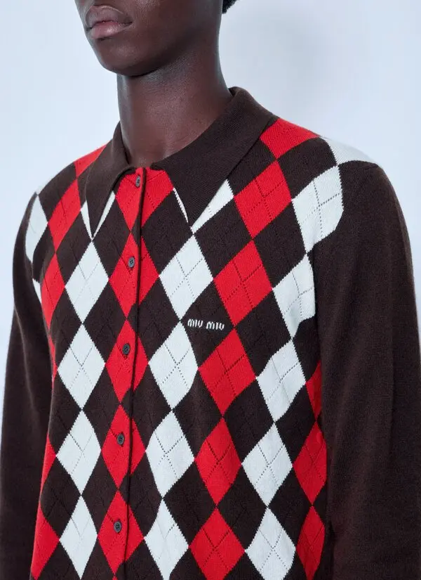 Miu Miu Cashmere Argyle Cardigan