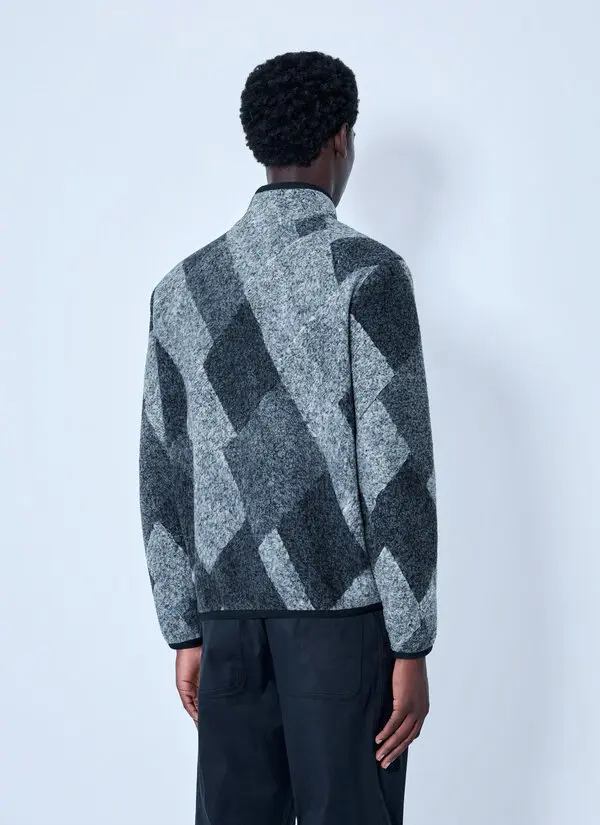 Moncler Geometric Pattern Zip Up Cardigan - Gray
