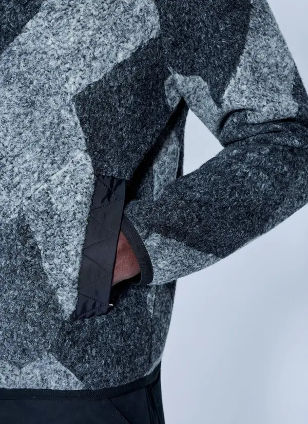 Moncler Geometric Pattern Zip Up Cardigan - Gray