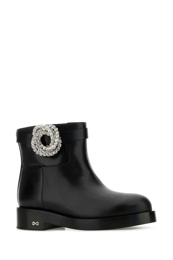 Mach & Mach Leather Galaxy Ankle Boots - Black