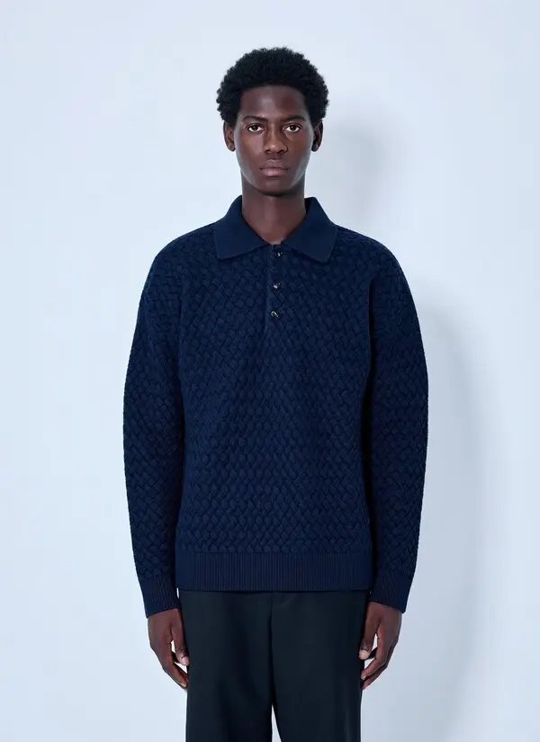Bottega Veneta Wool Intrecciato Sweater - Blue
