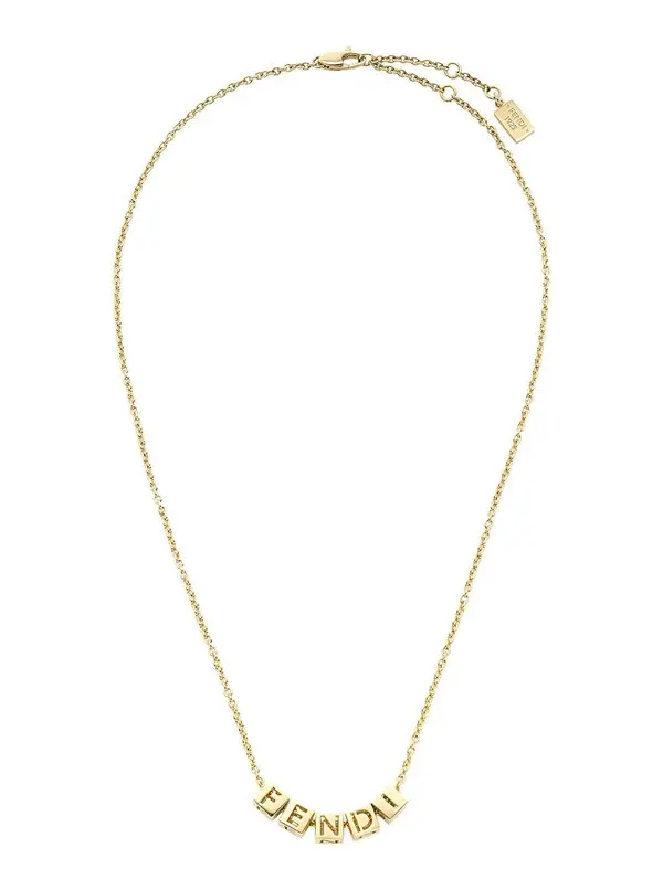 Fendi Gold-colored Necklace With Lobster Clasp At The Back And Cubes With Logo Lettering In Metal For - Multicolor