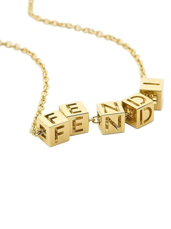 Fendi Gold-colored Necklace With Lobster Clasp At The Back And Cubes With Logo Lettering In Metal For - Multicolor