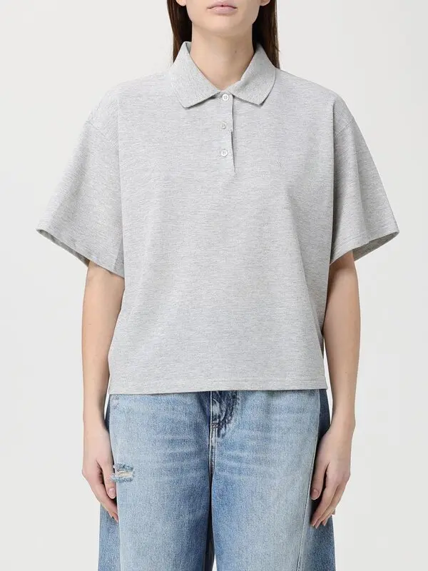 Saint Laurent Cotton Blend Polo Shirt - Gray
