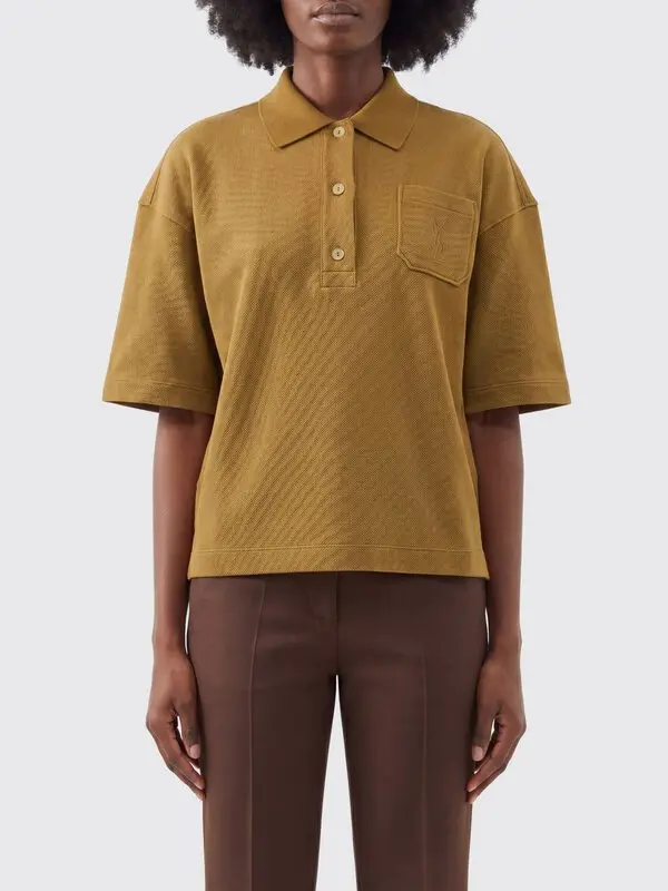 Saint Laurent Short-sleeve Cotton Polo With Patch Pocket - Multicolor