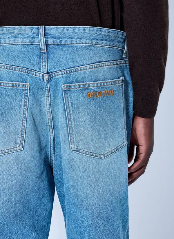 Miu Miu Five-pocket Washed Denim Jeans