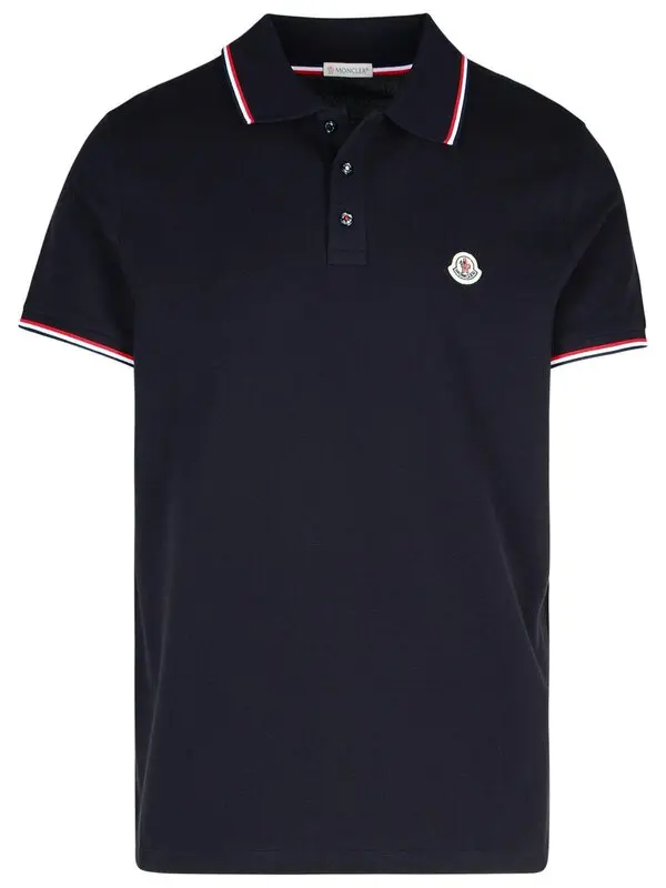 Moncler Navy Cotton Polo Shirt - Blue