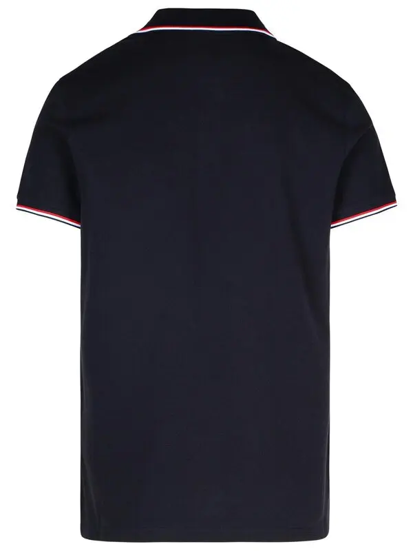 Moncler Navy Cotton Polo Shirt - Blue