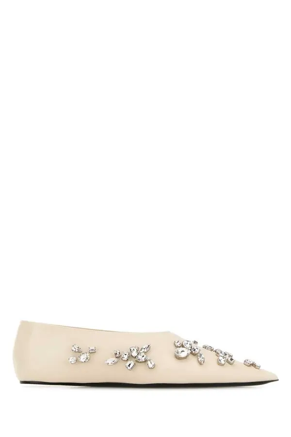 JIL SANDER Ivory Leather Ballerinas - White