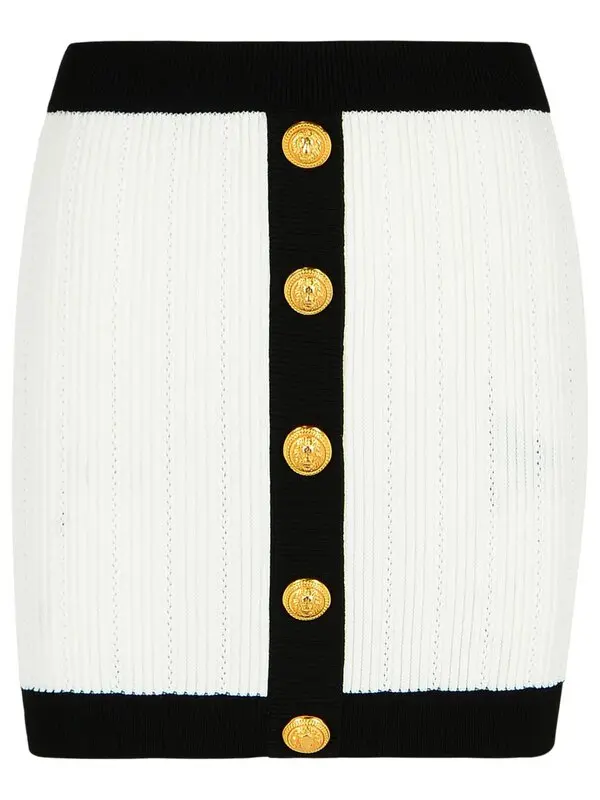Balmain Viscose Blend Mini Skirt - White