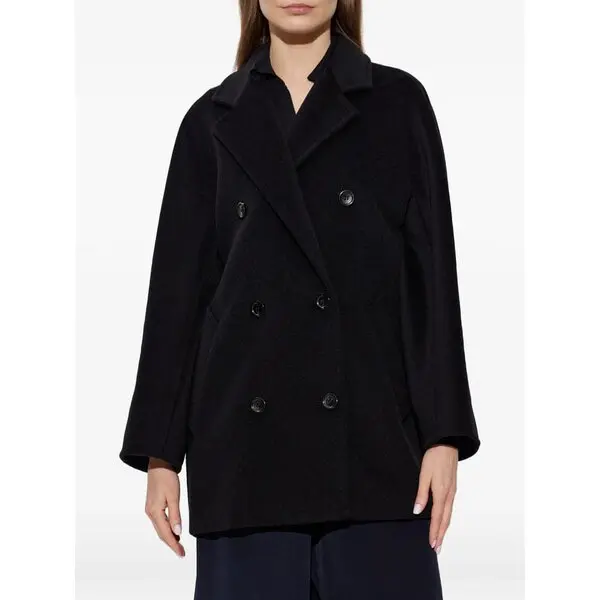 Max Mara Double-breasted Felted Pea Coat - Black