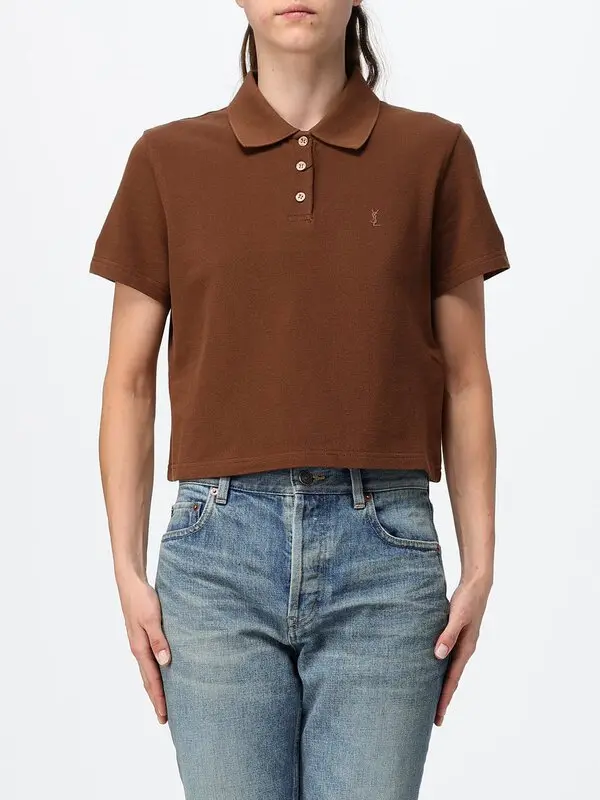 Saint Laurent Cotton Polo Shirt - Caramel Color