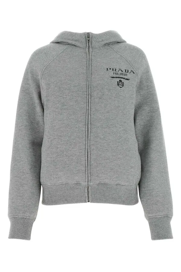 Prada Grey Cashmere Blend Down Jacket - Gray