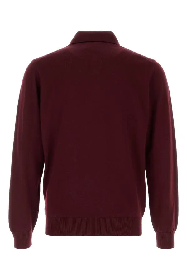 Fendi Burgundy Stretch Wool Polo Shirt
