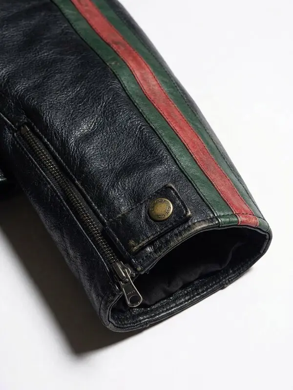 Gucci Leather Bomber With Web Details