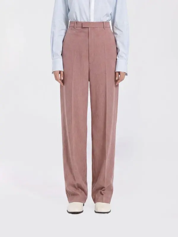 Bottega Veneta High-waisted Straight-leg Tailored Wool Trousers With Off-center Closure - Pink