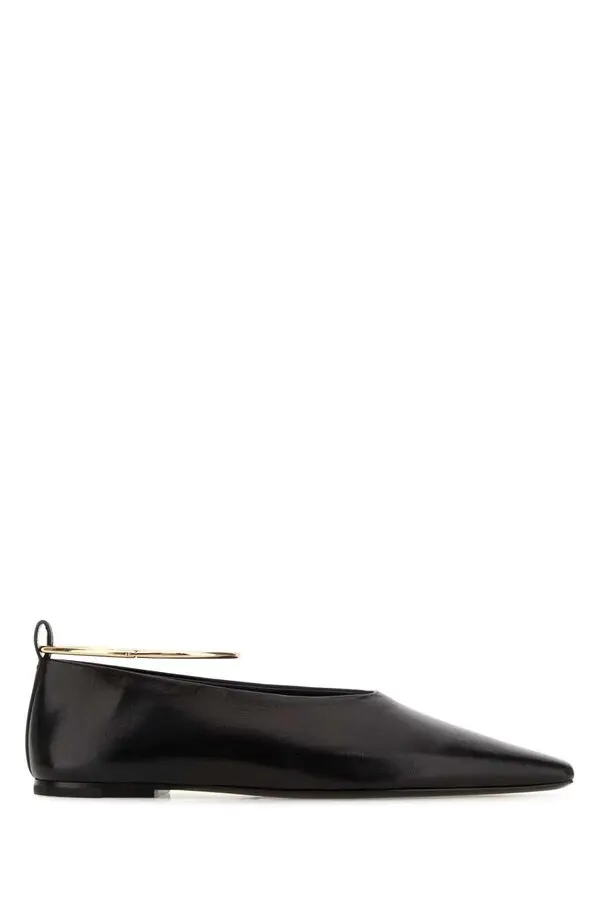 JIL SANDER Leather Ballerinas - Black