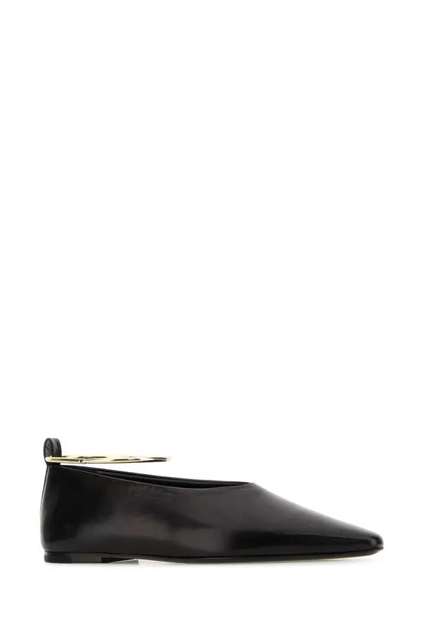JIL SANDER Leather Ballerinas - Black