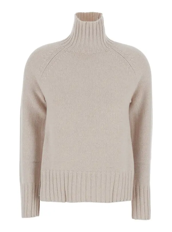 Max Mara S 'mantova' Sweater With High Collar And Long Sleeves In Wool And Cashmere For - White