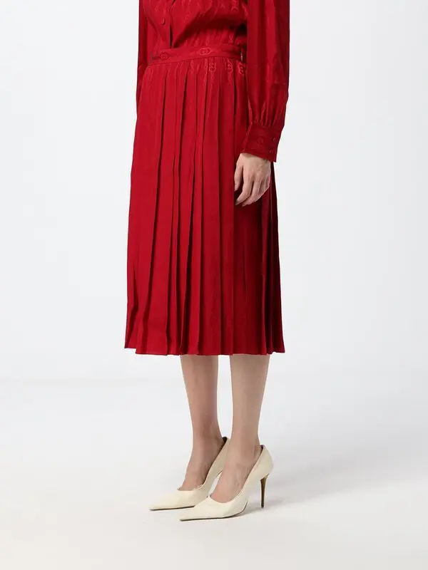 Gucci High-waisted Pleated Silk Midi Skirt - Red