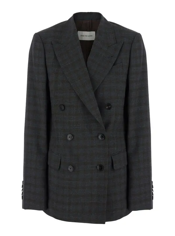 Dries Van Noten Checked Wool Double-breasted Jacket - Multicolor