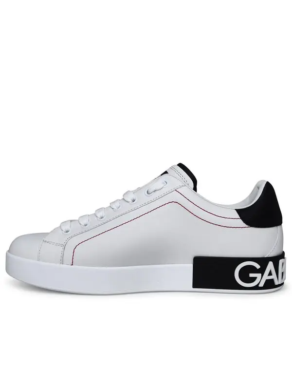 Dolce & Gabbana Portofino Leather Sneakers - White
