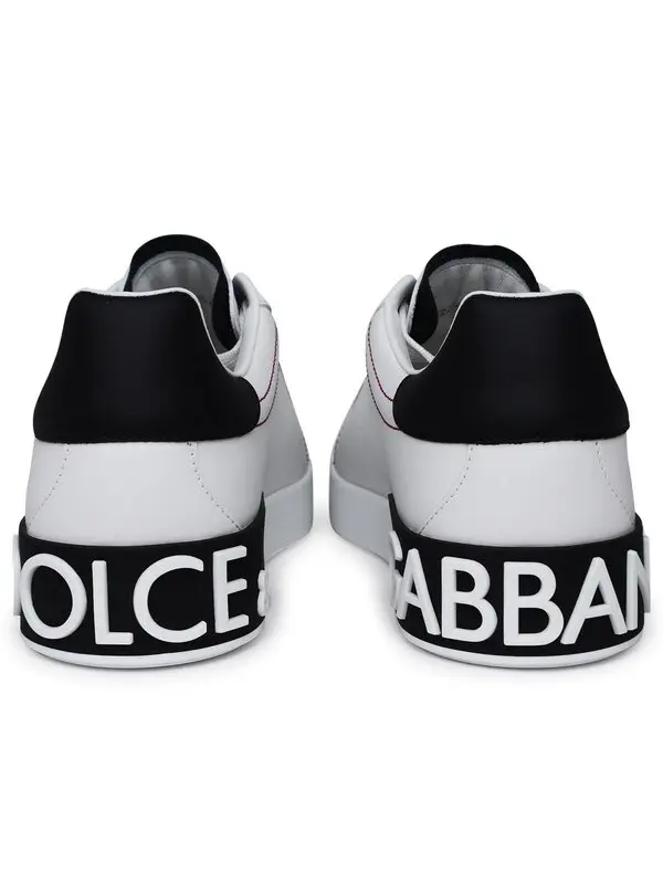 Dolce & Gabbana Portofino Leather Sneakers - White