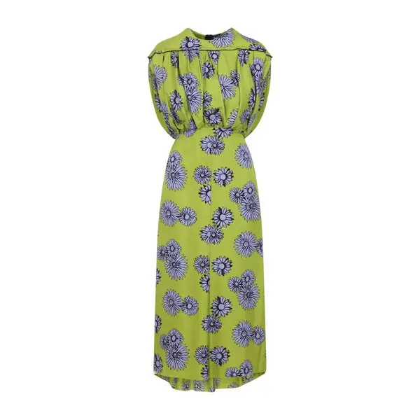 LANVIN Printed Draped Top Dress - Green