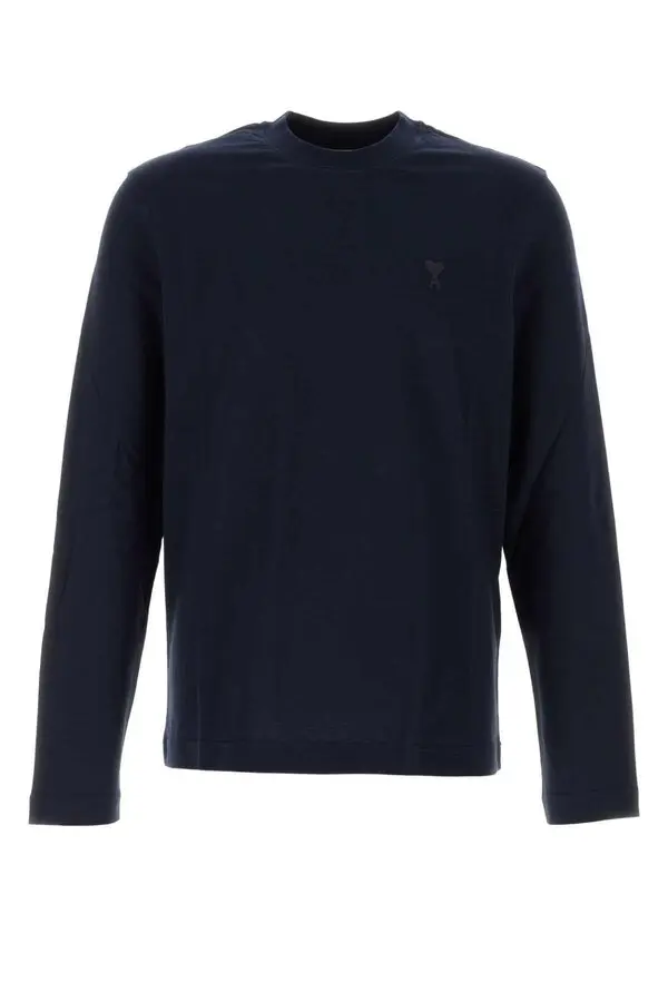 AMI Paris Navy Cotton T-shirt - Blue
